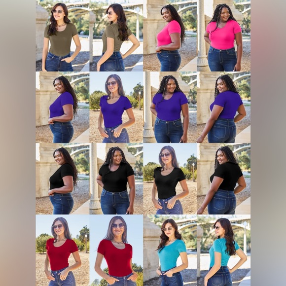 Basic Bae | Tops | Basic Bae Full Size Round Neck Short Sleeve Bodysuit ...